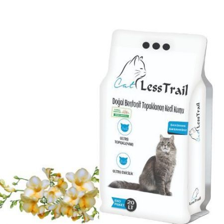 Less Trail 20 Lt İnce Tane Çiçek Kokulu Beyaz Bentonit Kedi Kumu